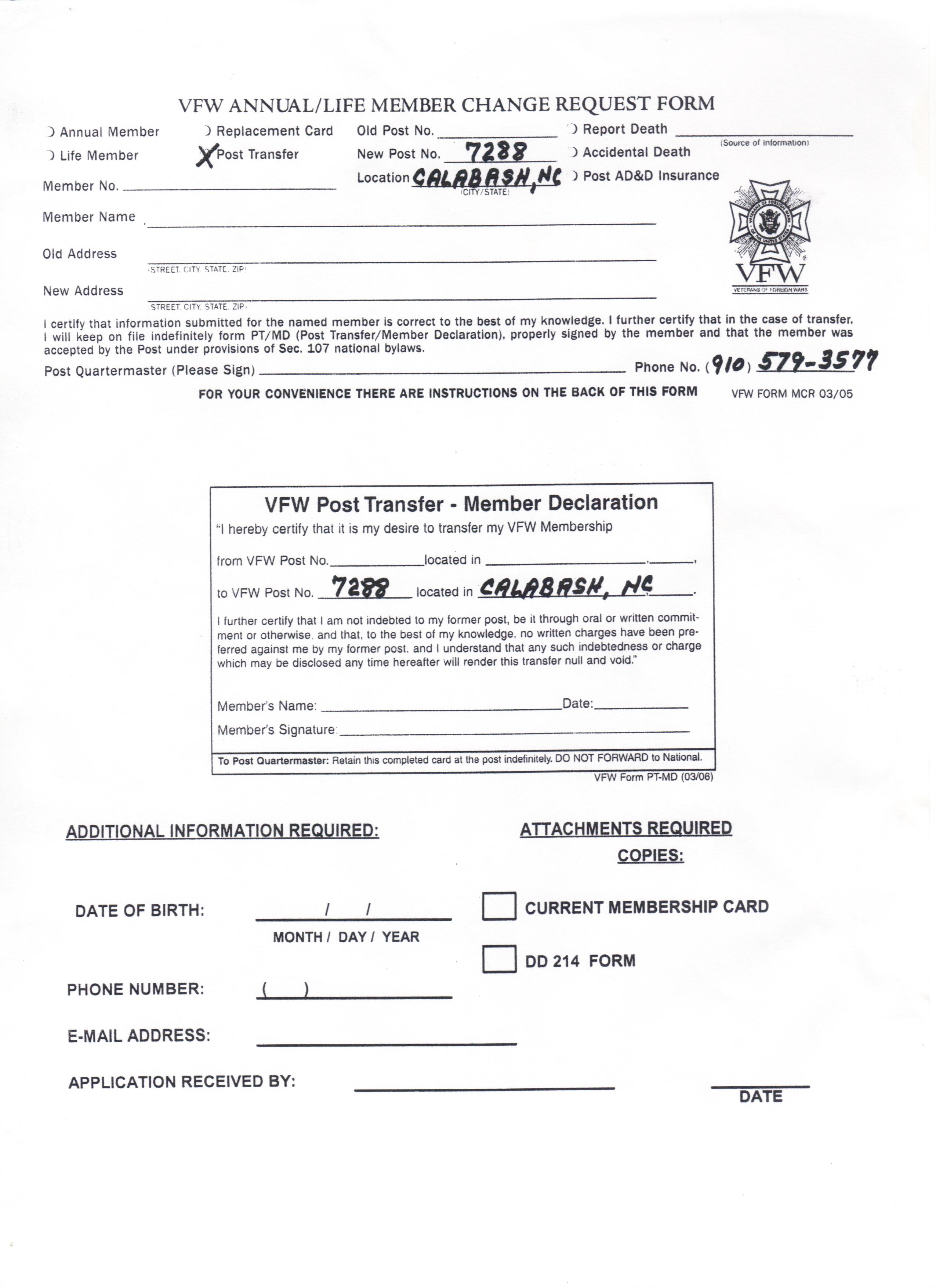 Membership - VFW Calabash Post #7288